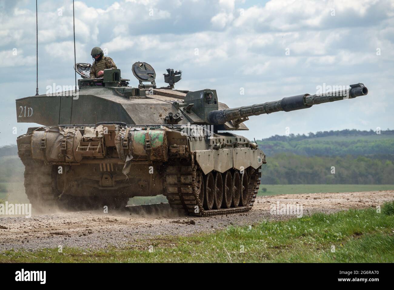 British Army military Challenger 2 Main Battle Tank on maneuvers in a ...