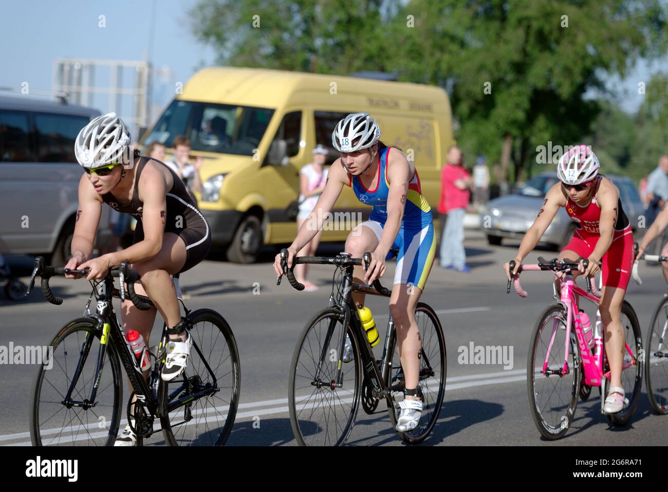 Dnepropetrovsk, Ukraine - May 24, 2014: Female athletes race on the ...