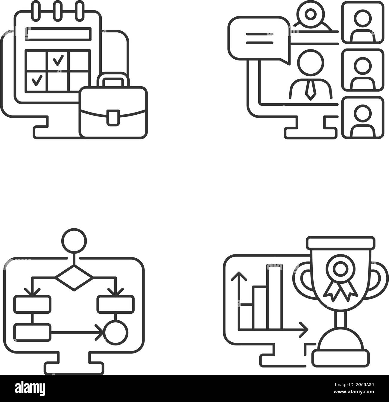 Online work tracking linear icons set Stock Vector Image & Art - Alamy