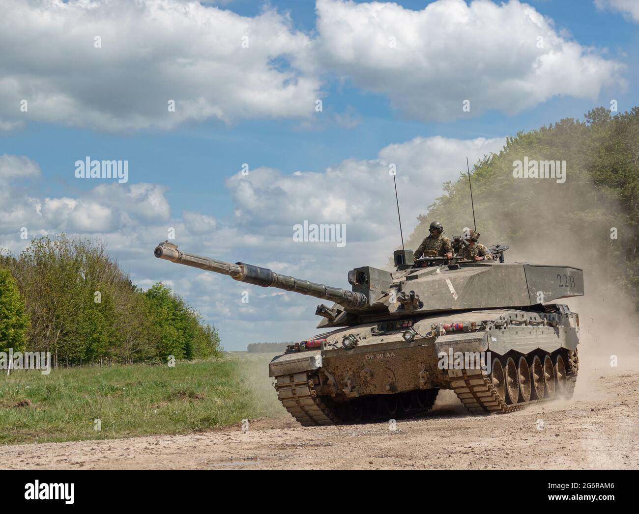 British Army military Challenger 2 Main Battle Tank on maneuvers in a ...