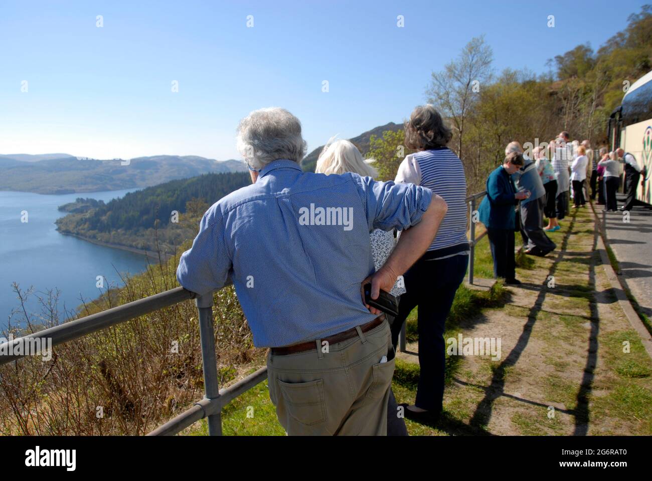 Group of people at the Tighnabruaich viewpoint, Argyll & Bute, Scotland ...