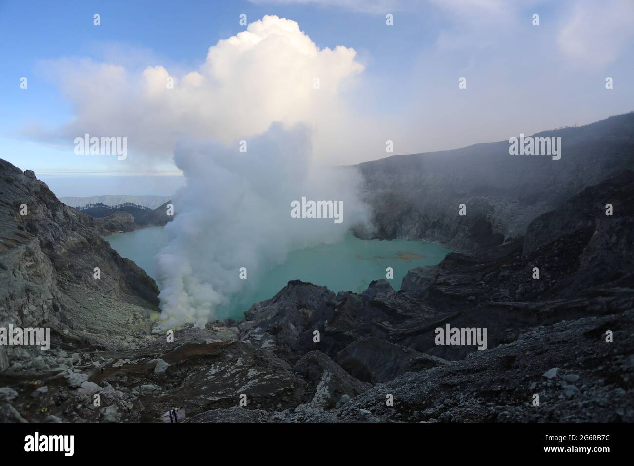 Blue flame Ijen and crater volcano East Java Indonesia Stock Photo - Alamy