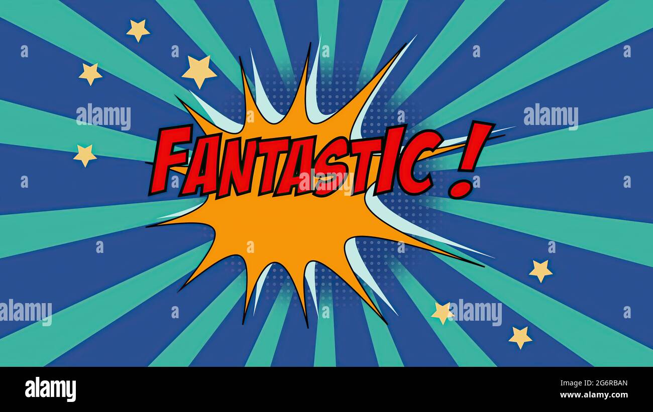 3d illustration - Words fantastic In Comics Style Stock Photo - Alamy