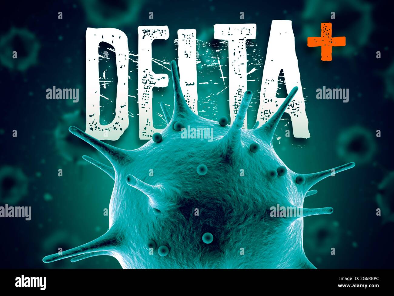coronavirus delta plus mutation 3d render concept: Macro coronavirus ...