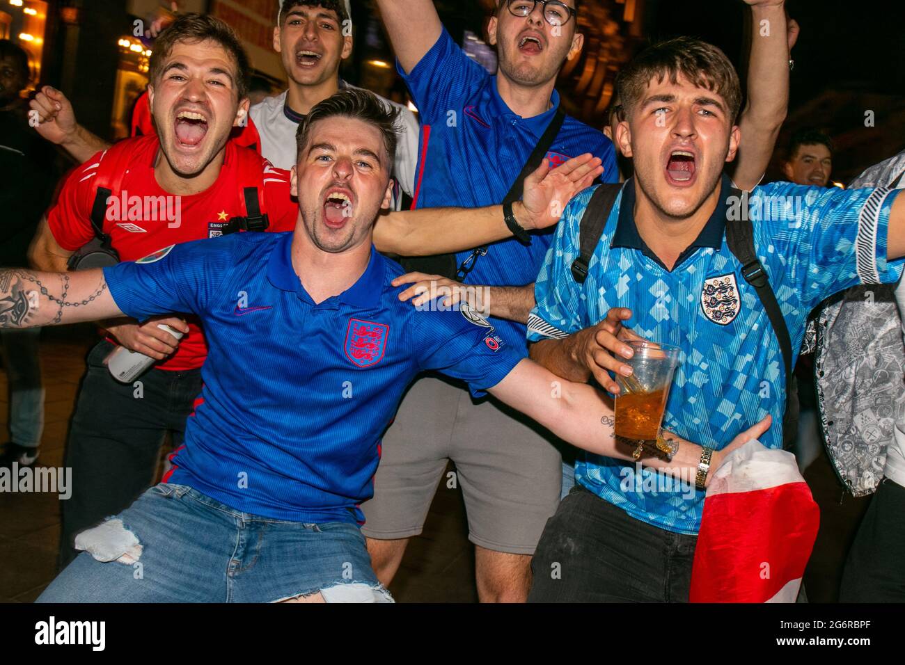 LONDON, ENGLAND, JULY 07 2021, England fans celebrate winning England ...