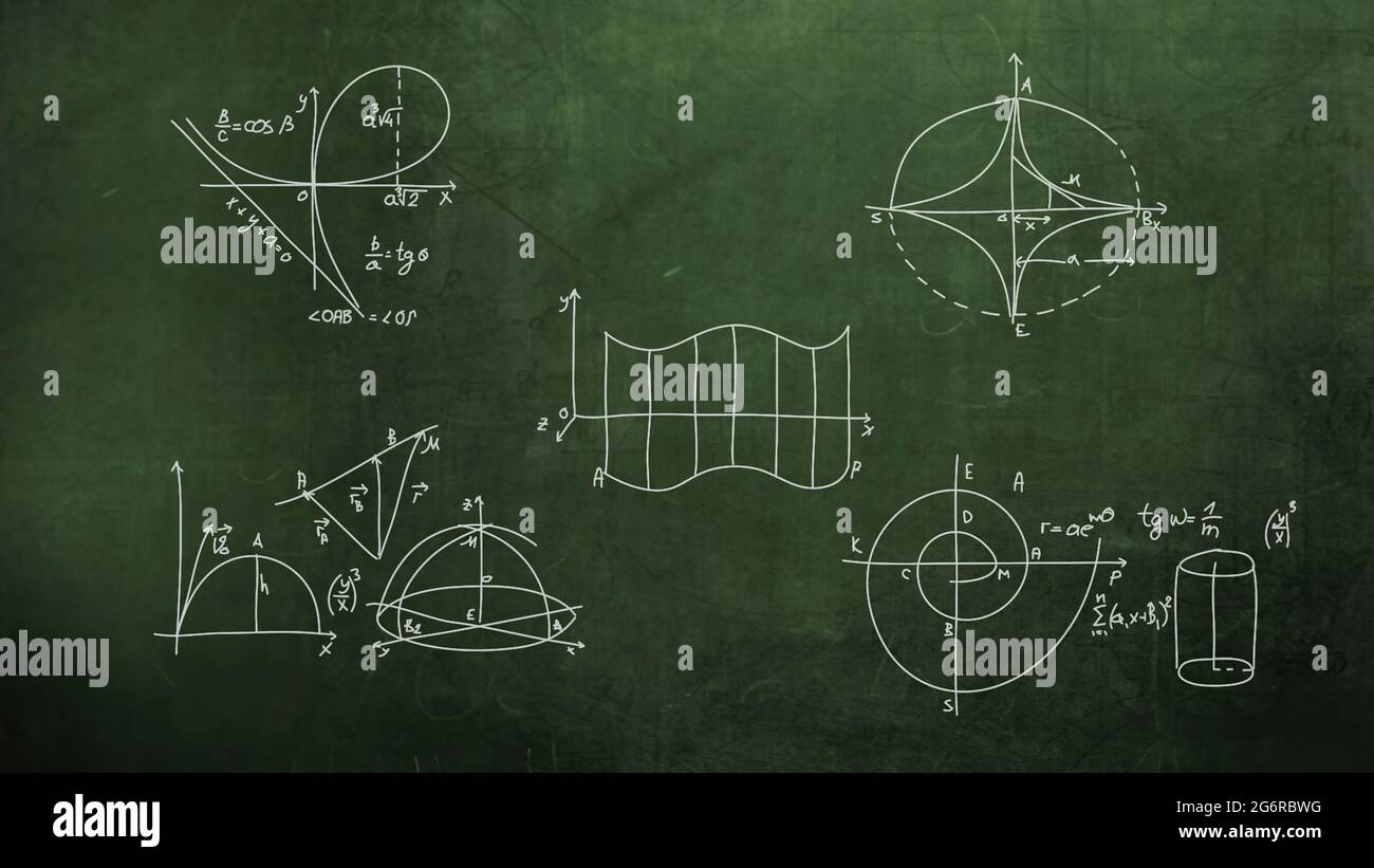 3d illustration - Closeup Mathematical Formula And Elements On ...