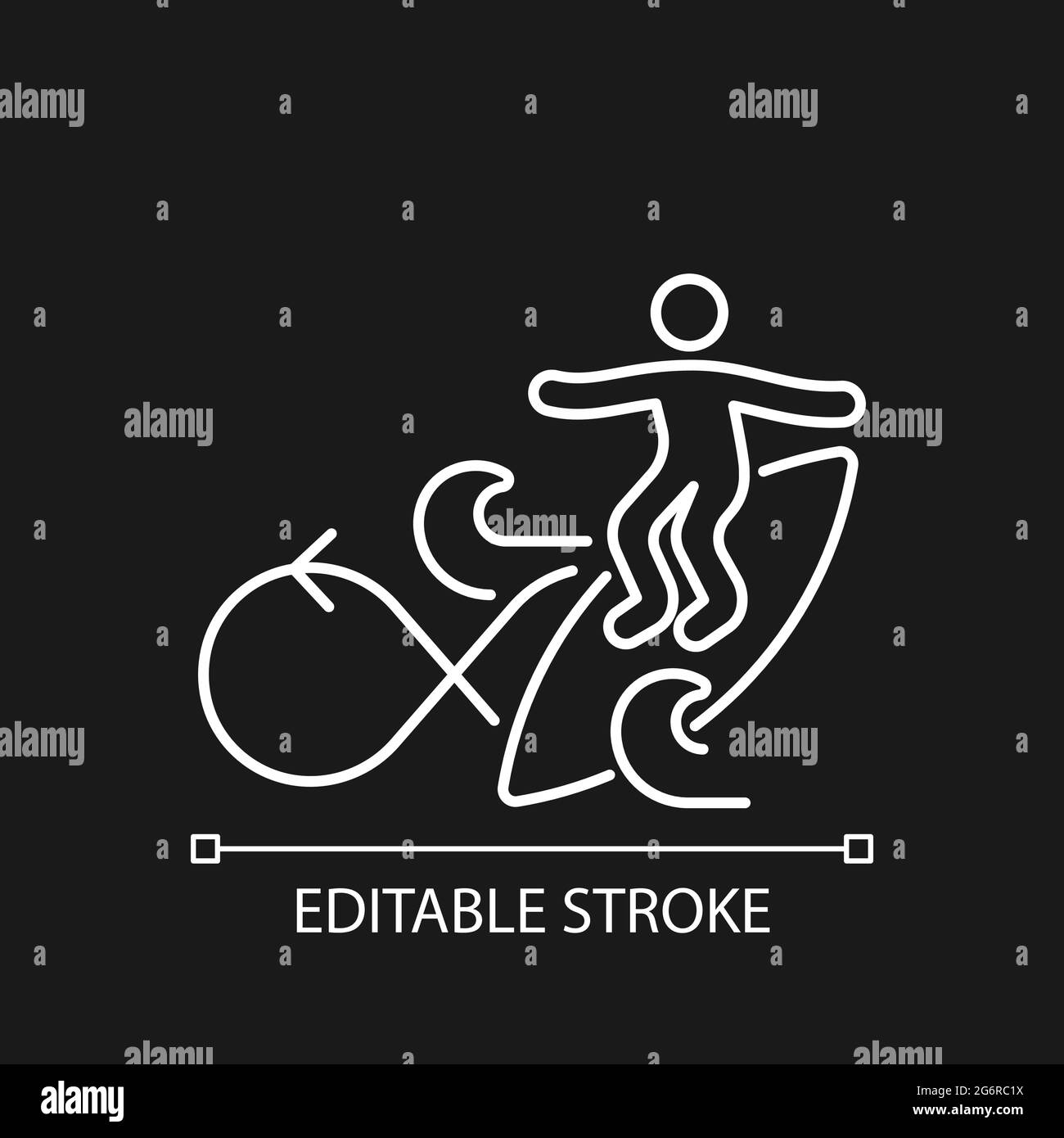 Performing roundhouse cutback in surfing white linear icon for dark ...