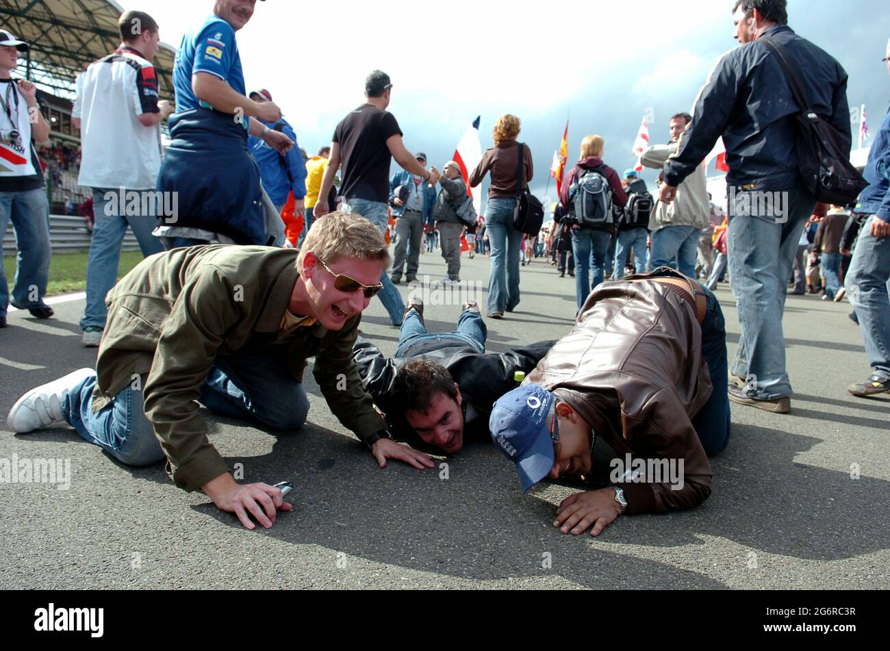 Formula One racing fans smelling the track at the Hungarian Grand Prix ...