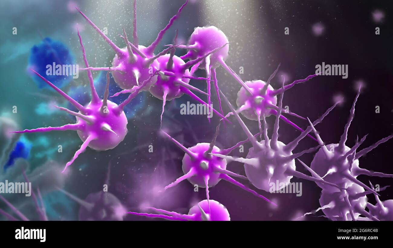 3d illustration - Close Image Of Bunch Purple Cancer Cells Stock Photo ...