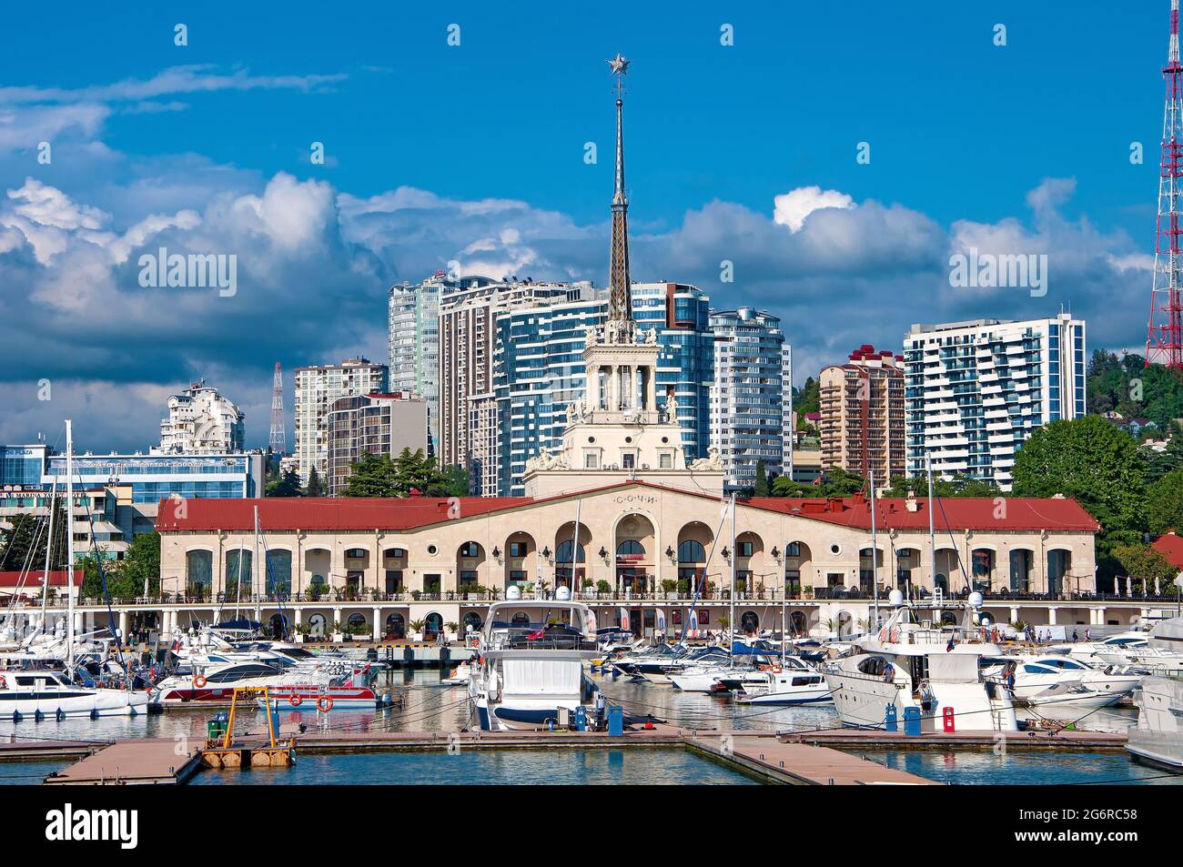 Sochi, Russia - June 1 , 2021: Marine station Port of Sochi, Krasnodar ...