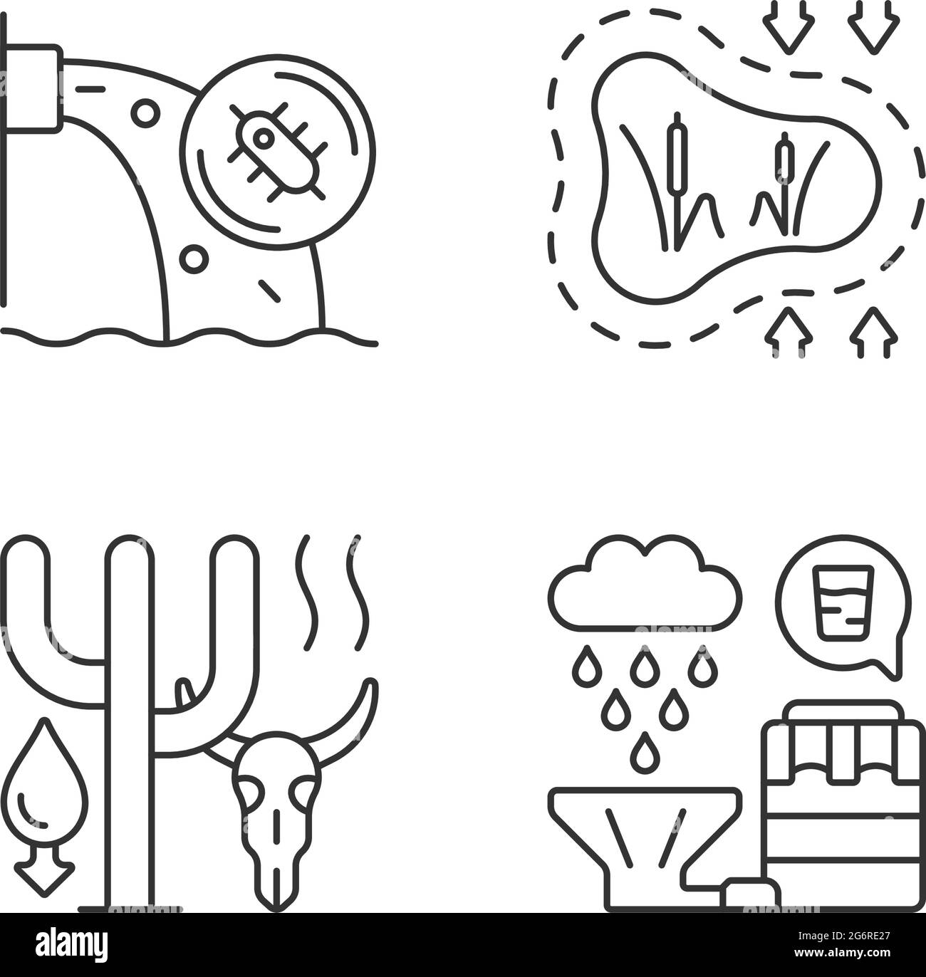 Worldwide rising water demand linear icons set Stock Vector Image & Art ...