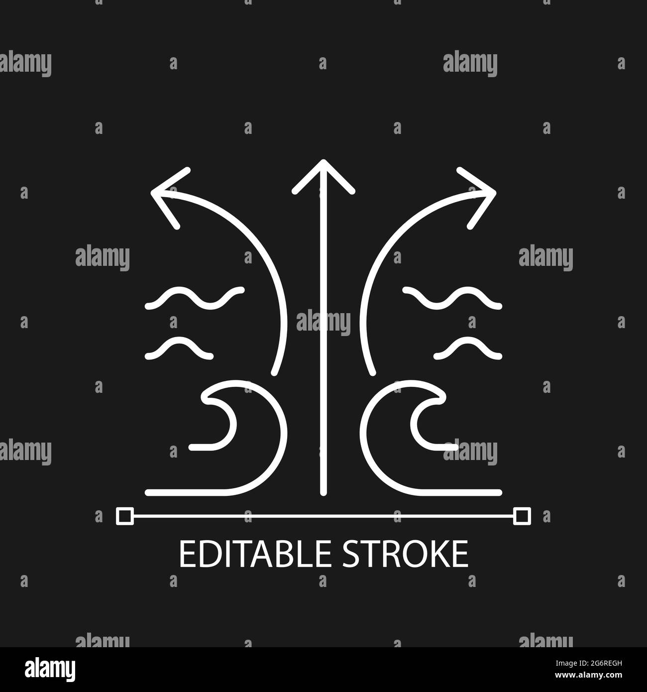 Rip current wave white linear icon for dark theme Stock Vector Image ...