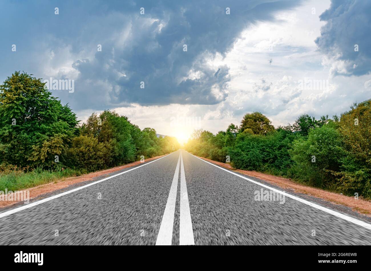Highway among the trees Stock Photo - Alamy