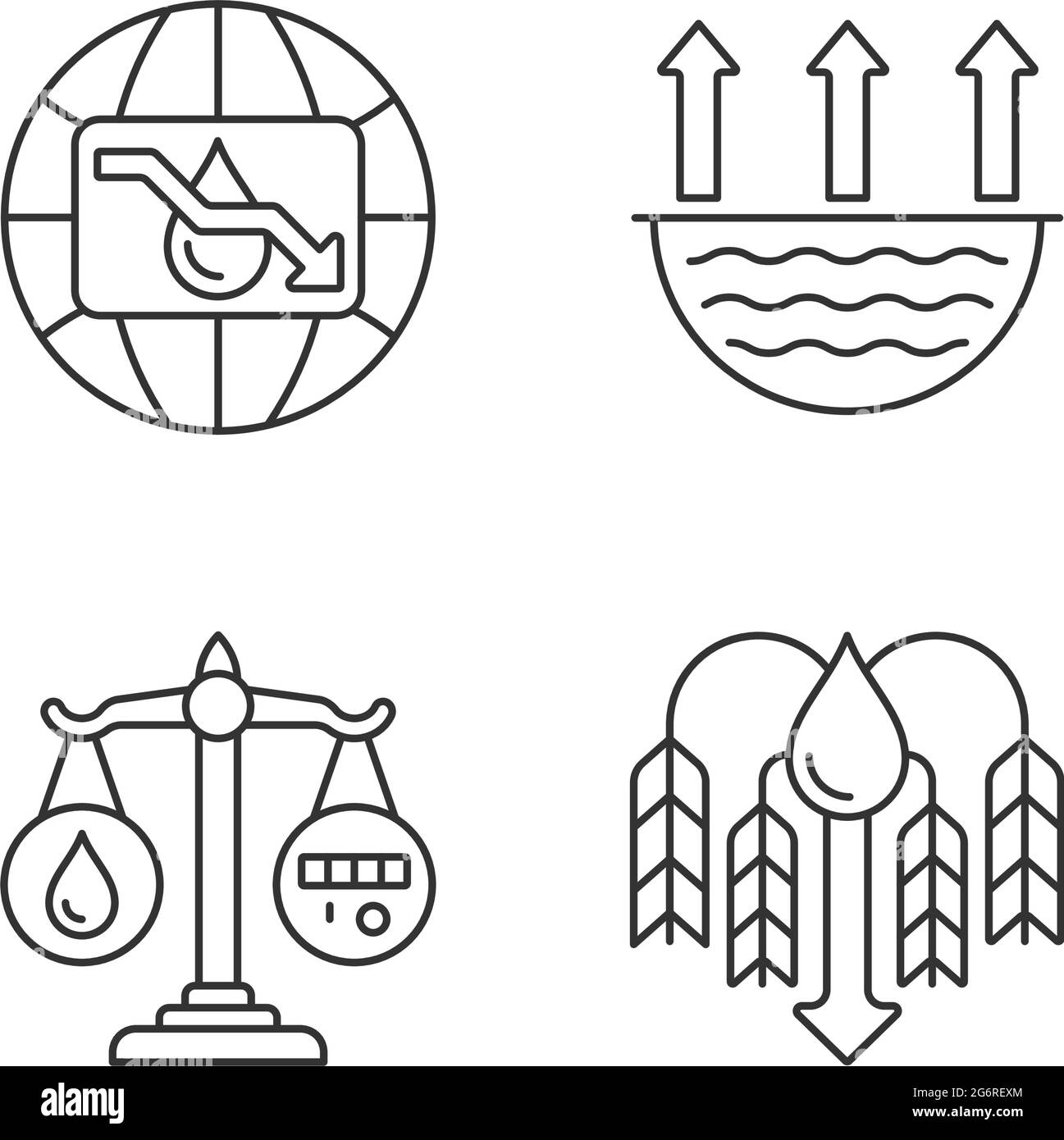 Suffering from water shortage linear icons set Stock Vector Image & Art ...