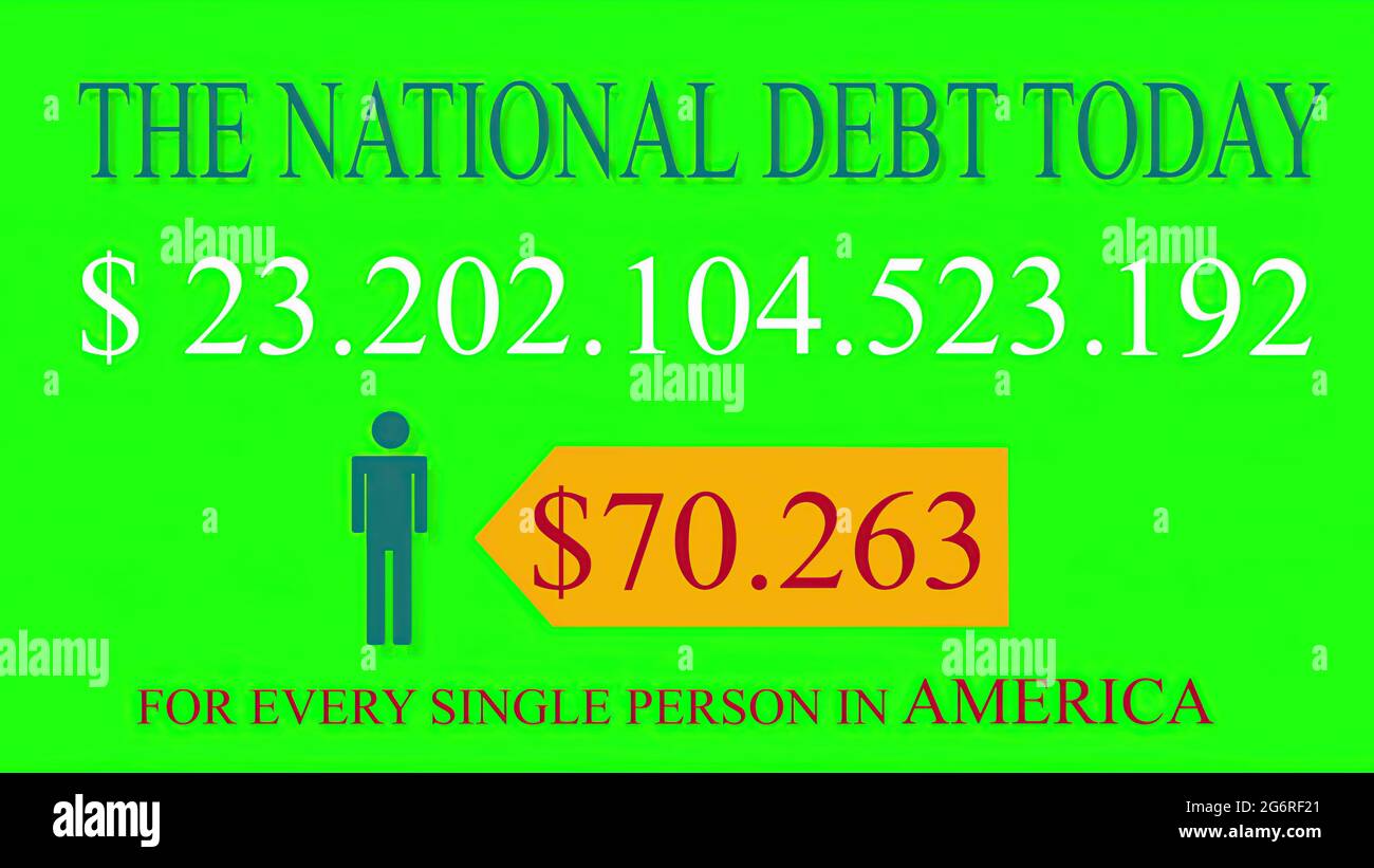 3d illustration - National Debt Live Clock Counter for USA on green ...