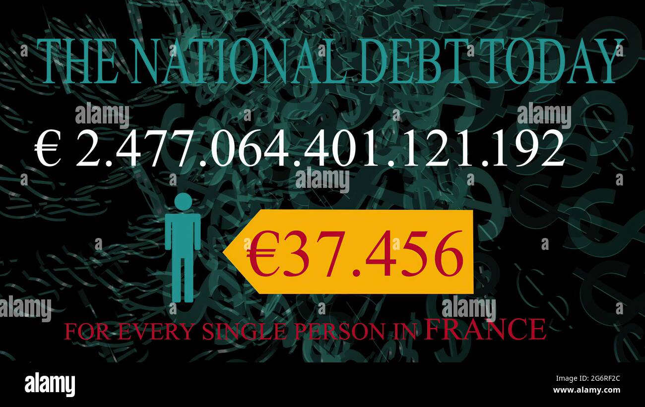 3d illustration - National Debt Live Clock Counter for France Stock ...