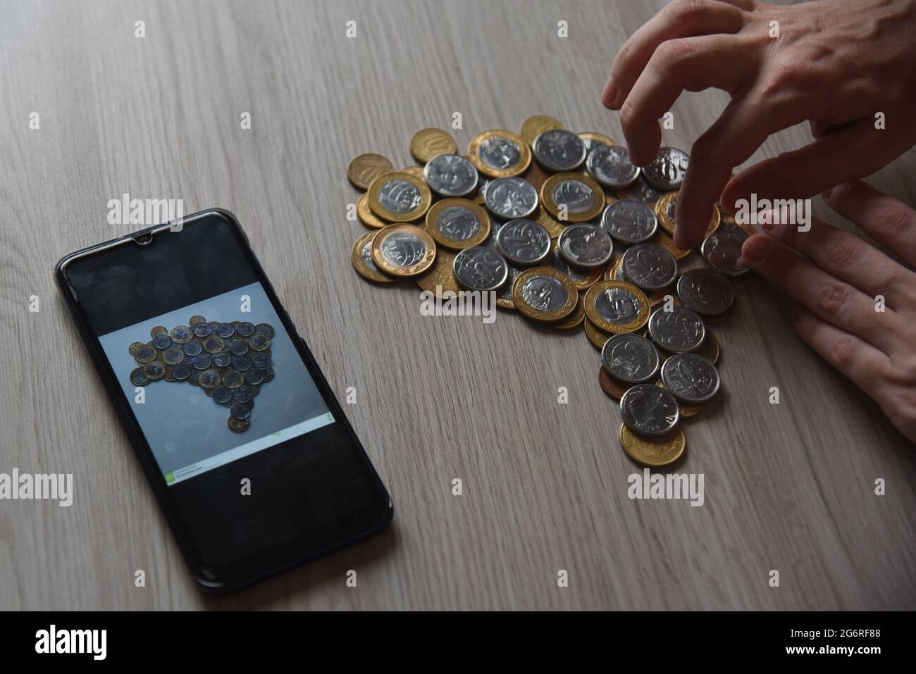 Fortaleza, Brazil. 03rd July, 2021. Map of Brazil being assembled from ...