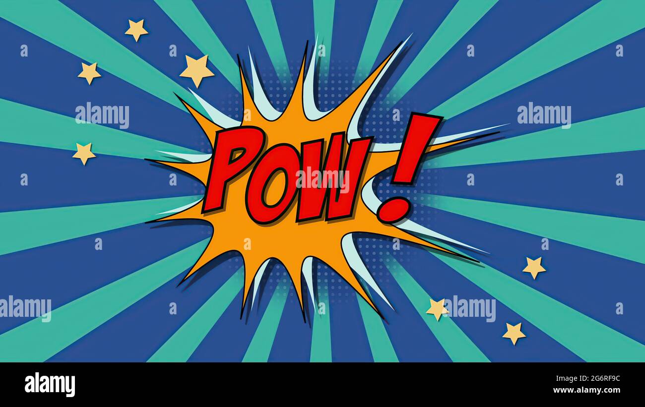 3d illustration - Word pow In Comics Style Stock Photo - Alamy
