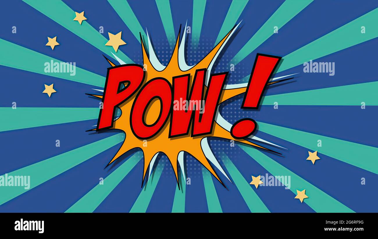 3d illustration - Word pow In Comics Style Stock Photo - Alamy