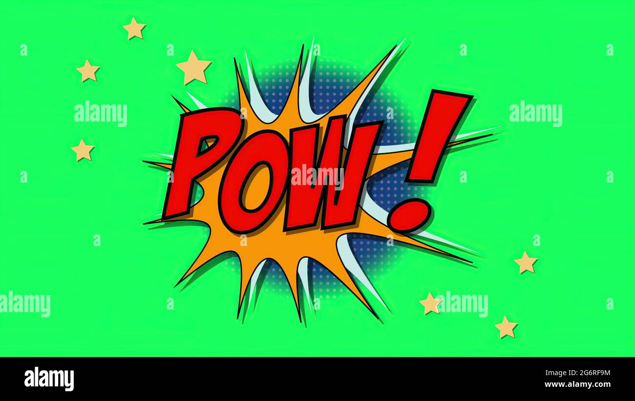 3d illustration - Word pow In Comics Style Stock Photo - Alamy