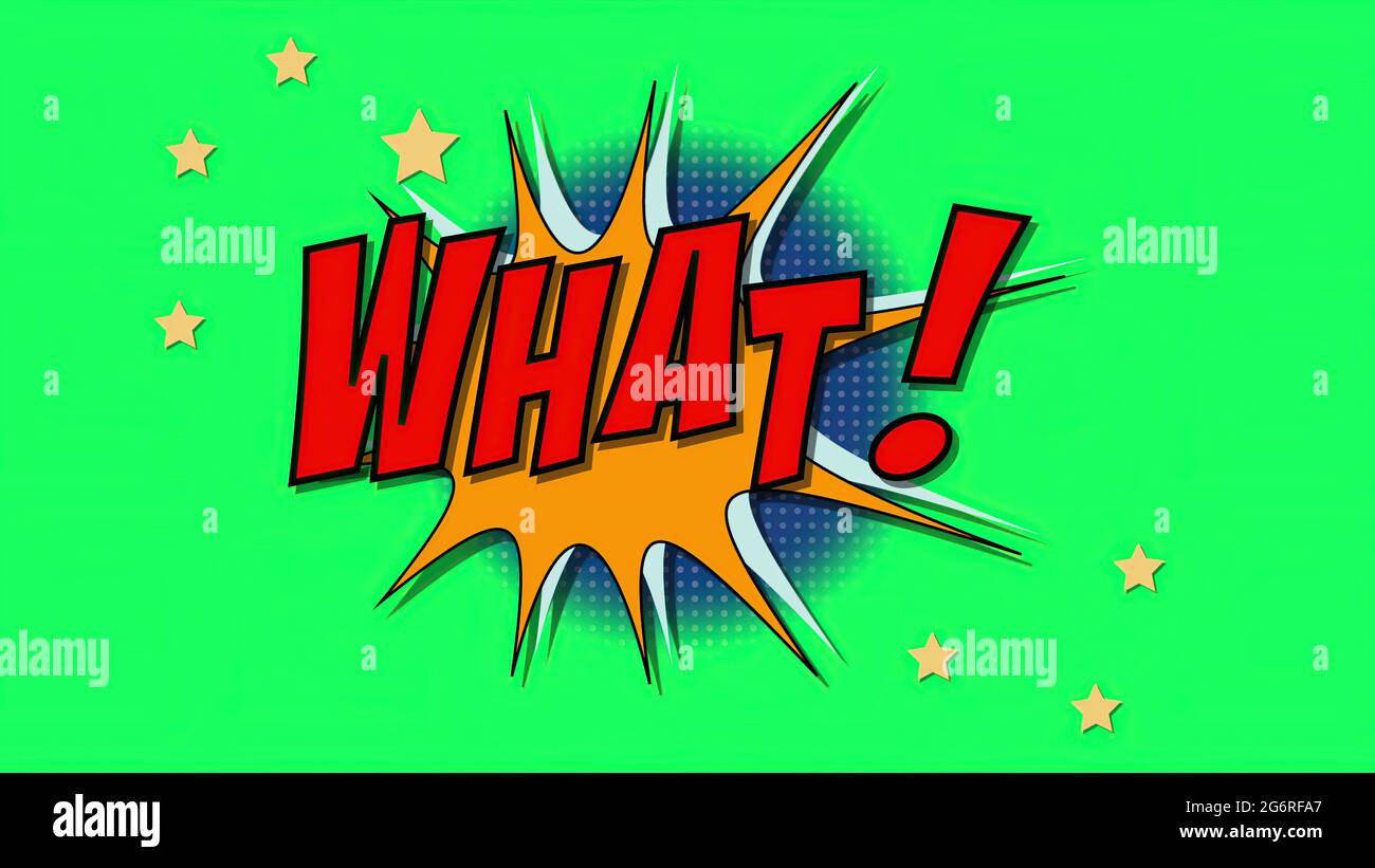 3d illustration - Word what In Comics Style Stock Photo - Alamy
