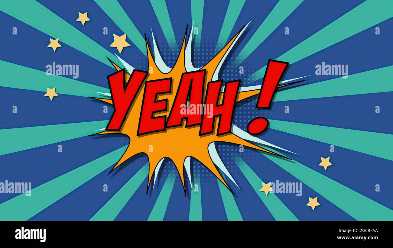 3d illustration - Word yeah In Comics Style Stock Photo - Alamy