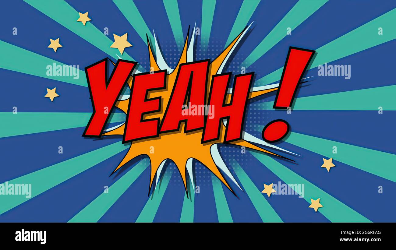 3d illustration - Word yeah In Comics Style Stock Photo - Alamy