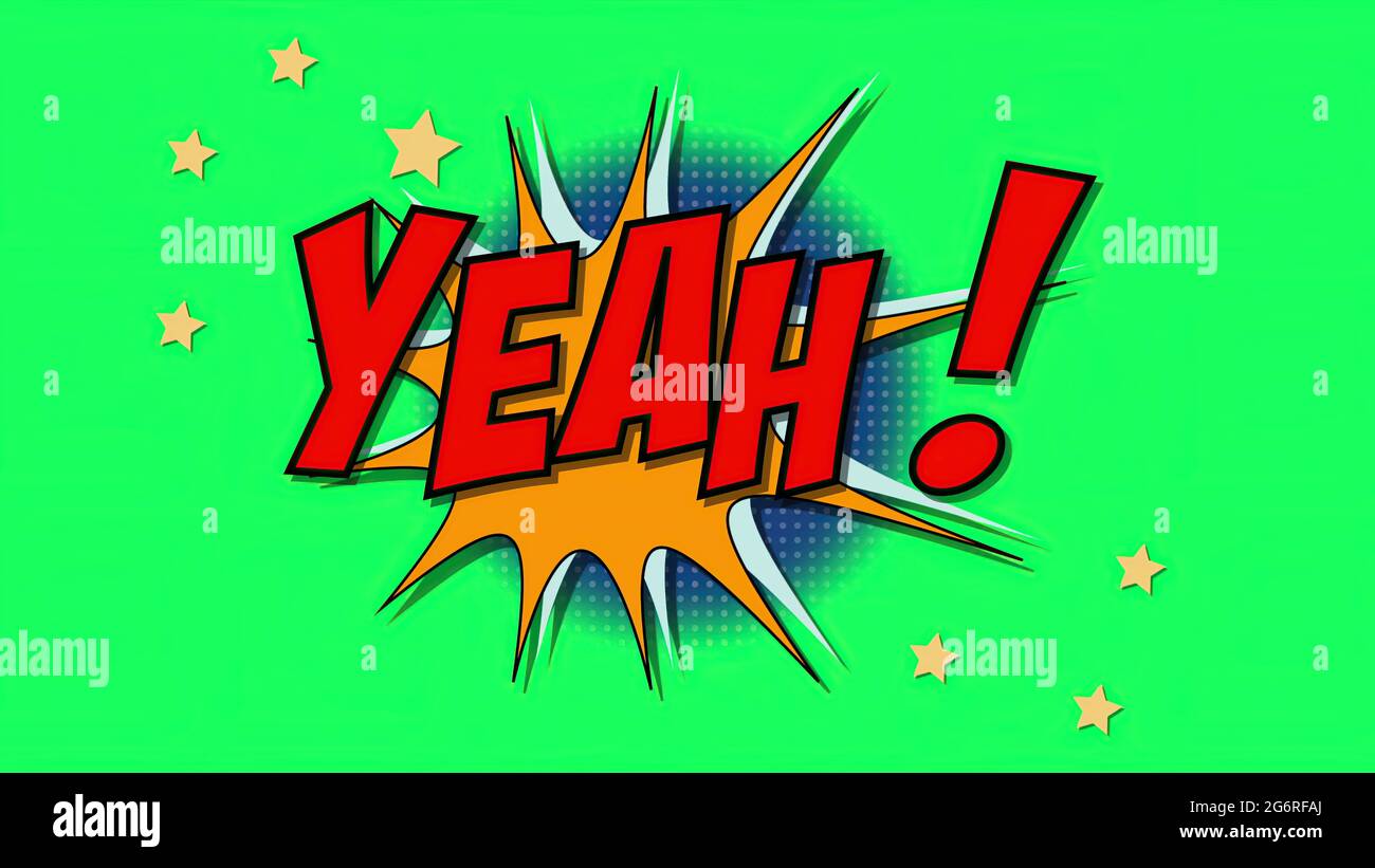 3d illustration - Word yeah In Comics Style Stock Photo - Alamy