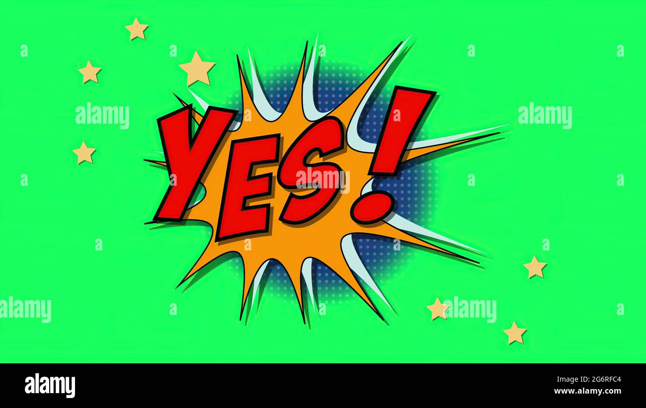 3d illustration - Word yes In Comics Style Stock Photo - Alamy
