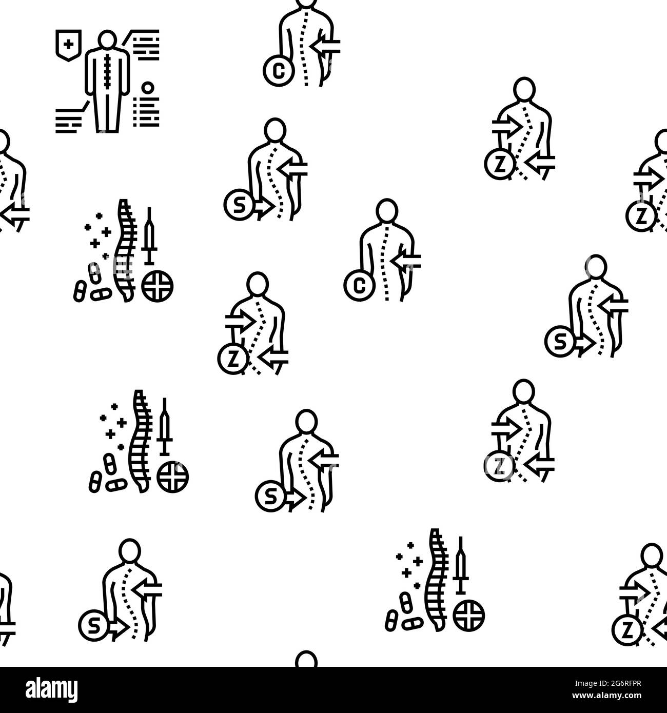 Scoliosis Disease Collection Icons Set Vector Stock Vector Image & Art ...