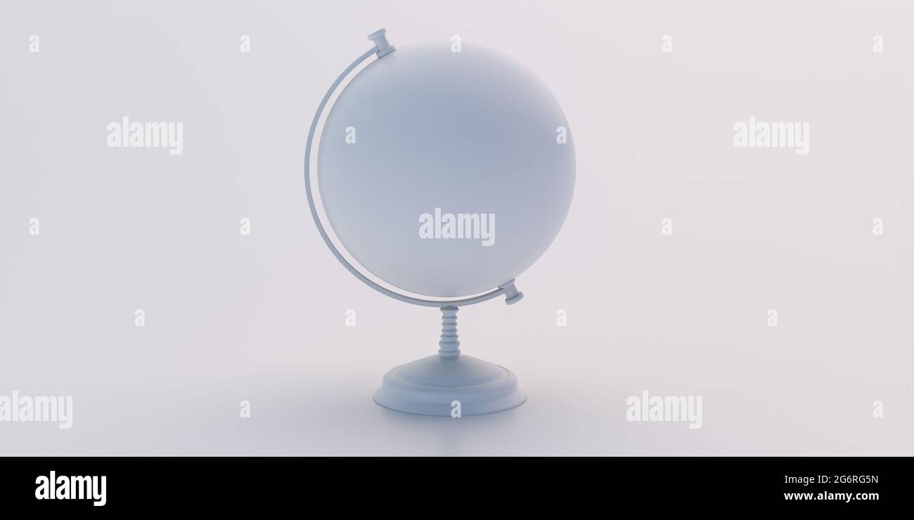 Globe school blank white, empty planet Earth world map sphere model on ...