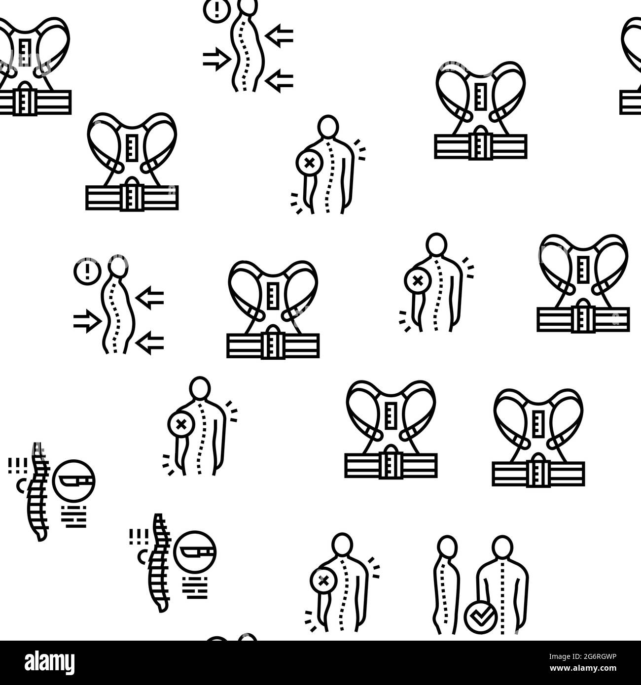 Scoliosis Disease Collection Icons Set Vector Stock Vector Image And Art