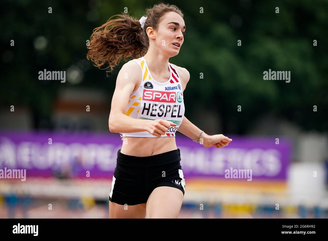 Belgian Nina Hespel pictured during the women's 400m hurdles, at the ...