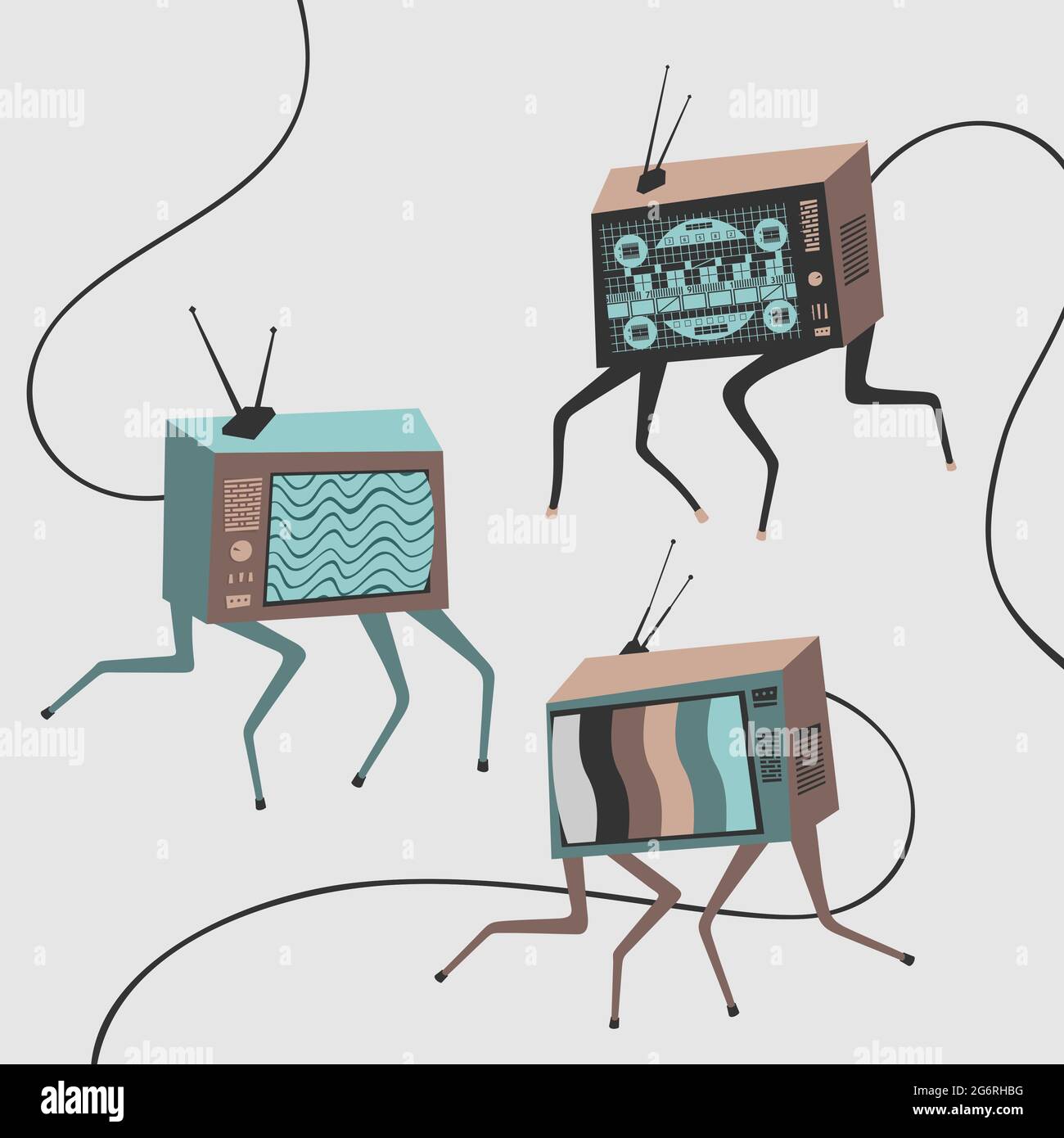 Vector Illustration Set Characters Tv Stock Photo - Alamy