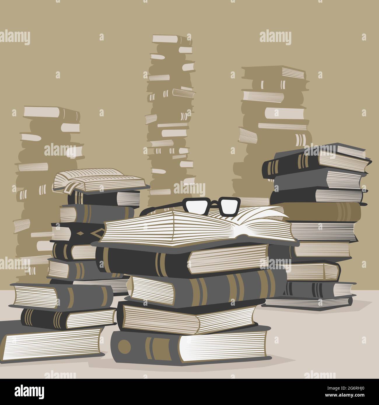 Vector Illustration Background Set Books Stock Photo - Alamy