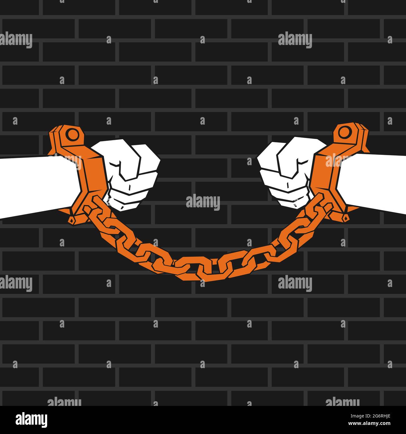 Illustration Vector Hand In Handcuffs Stock Photo - Alamy