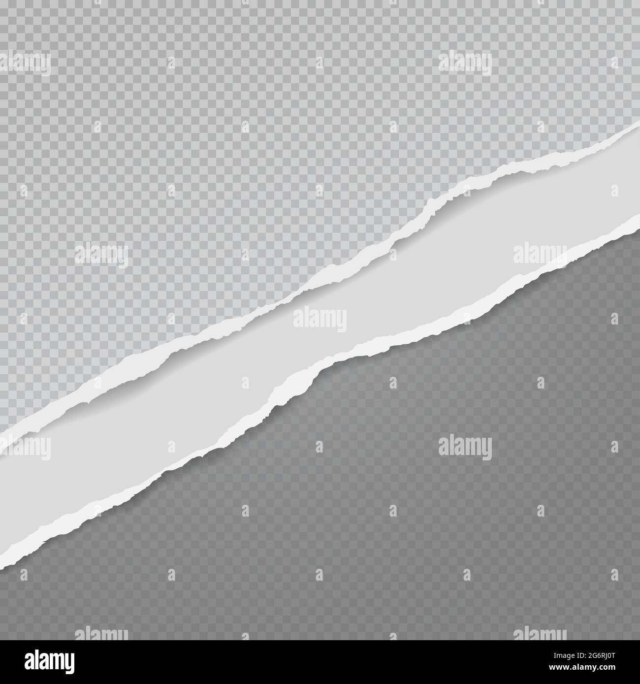 Torn, ripped dark grey paper strips with soft shadow are on squared ...