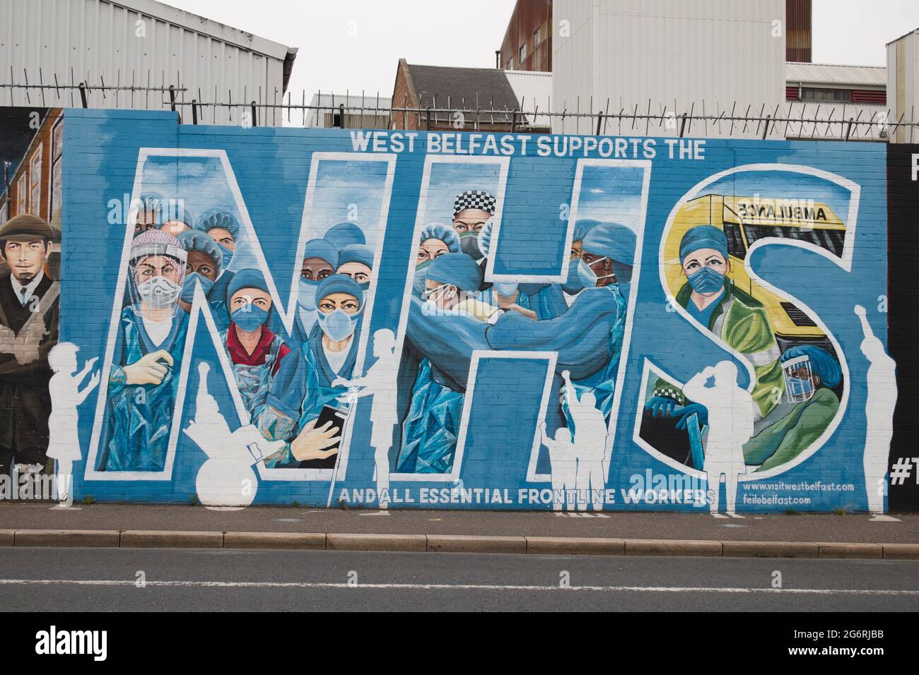 "NHS" Murals Wall on Divis Road, Belfast, Northern Ireland. Picture ...