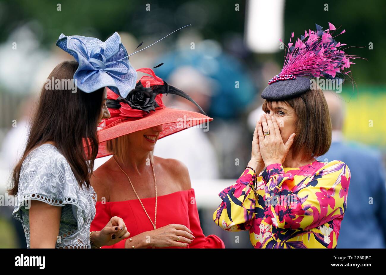 Racegoers during Ladies Day of the 2021 Moet and Chandon July Festival ...