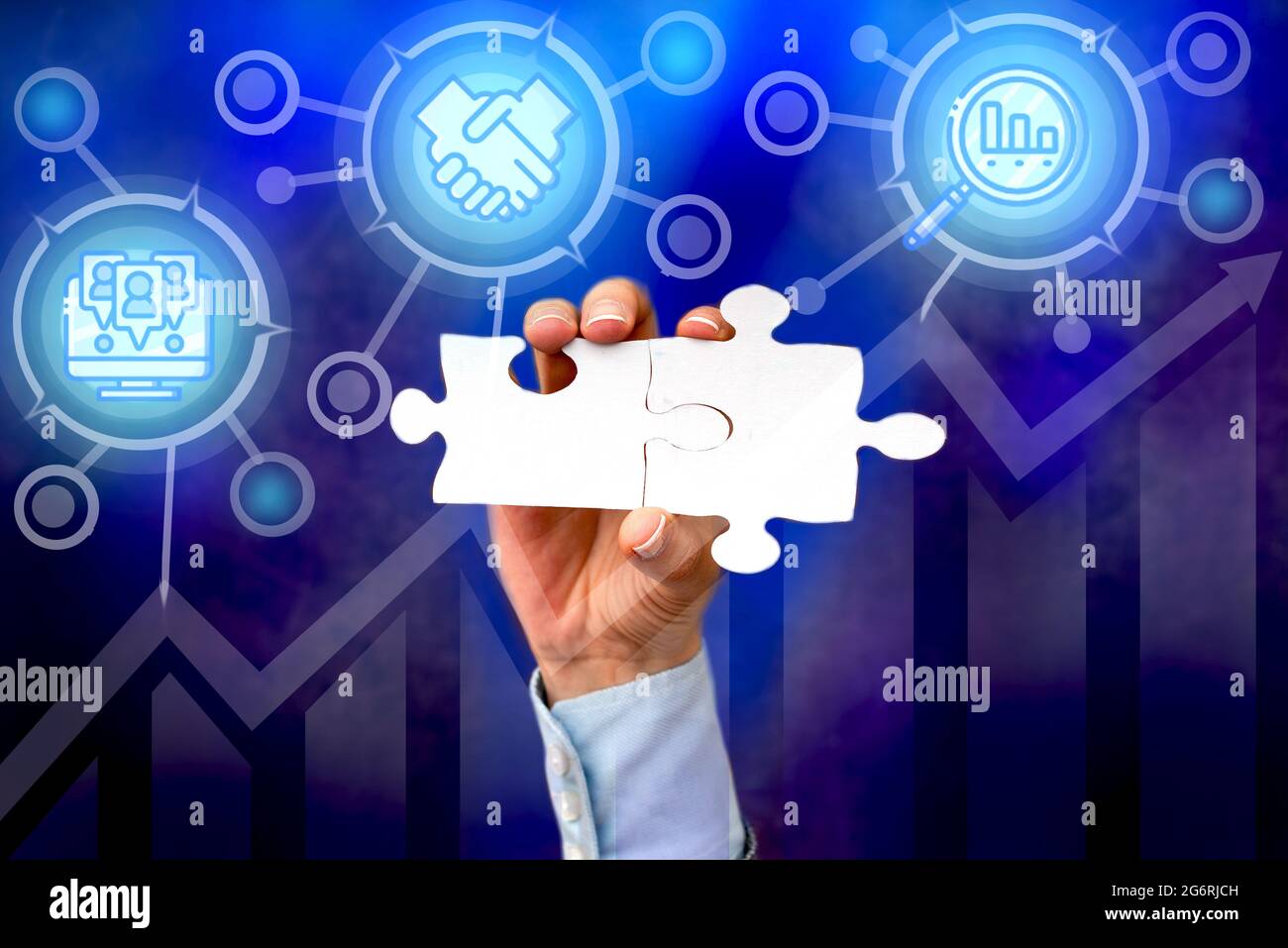 Hand Holding Jigsaw Puzzle Piece Unlocking New Futuristic Technologies ...