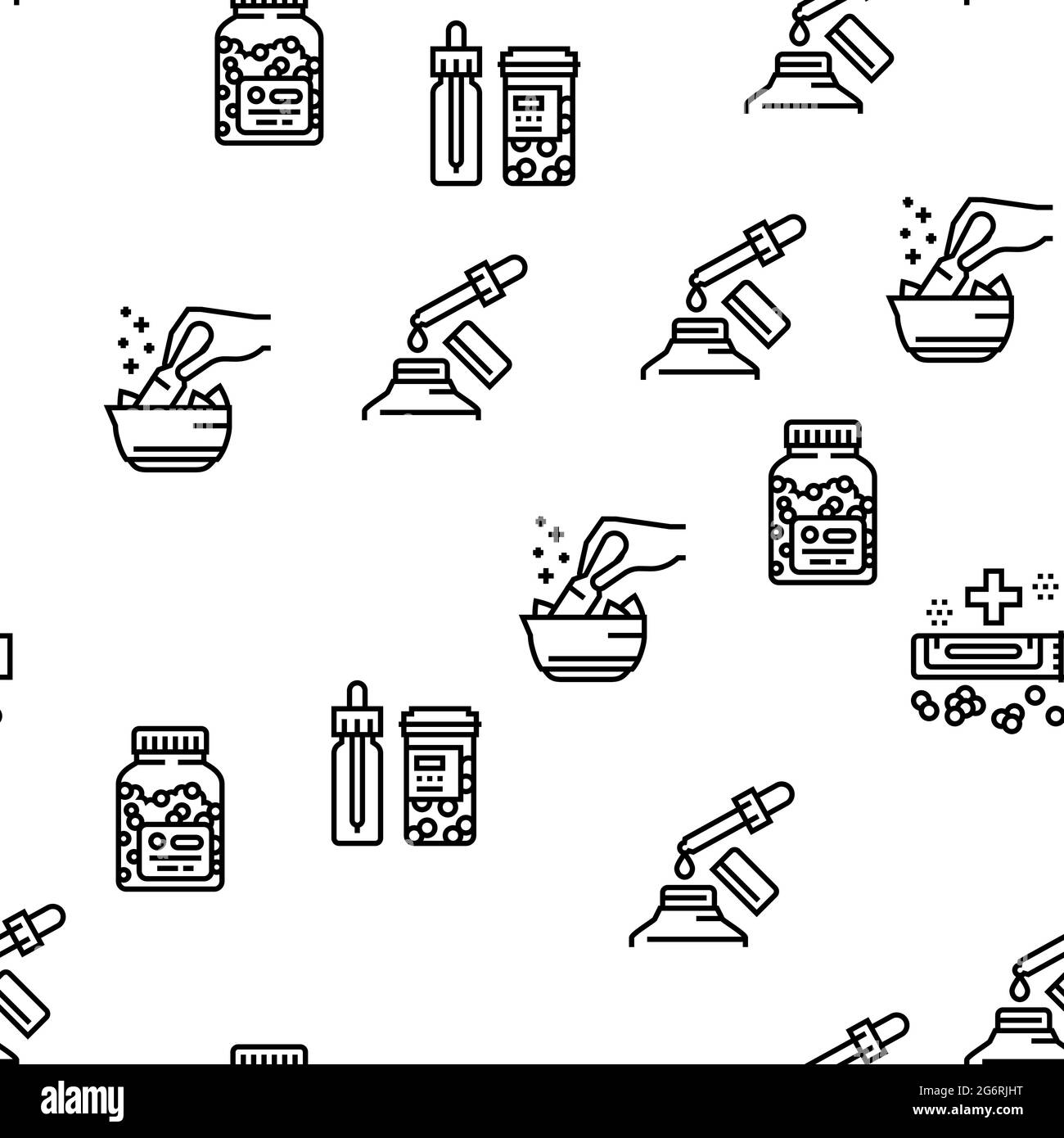 Homeopathy Medicine Collection Icons Set Vector Stock Vector Image ...