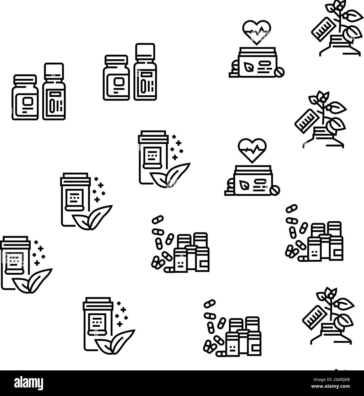 Homeopathy Medicine Collection Icons Set Vector Stock Vector Image ...