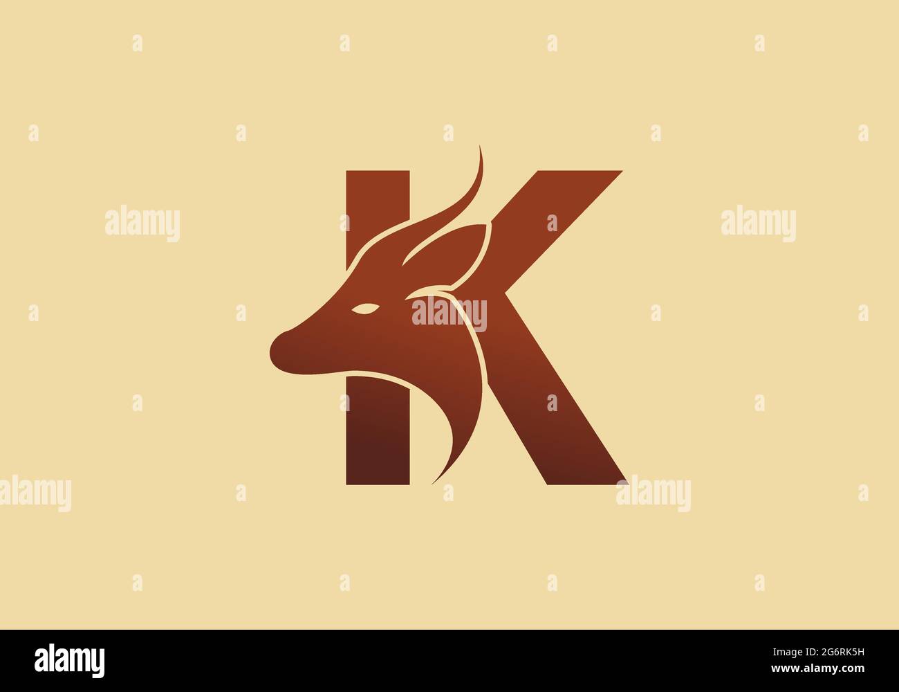 Brown color of K initial letter with deer head design Stock Vector ...