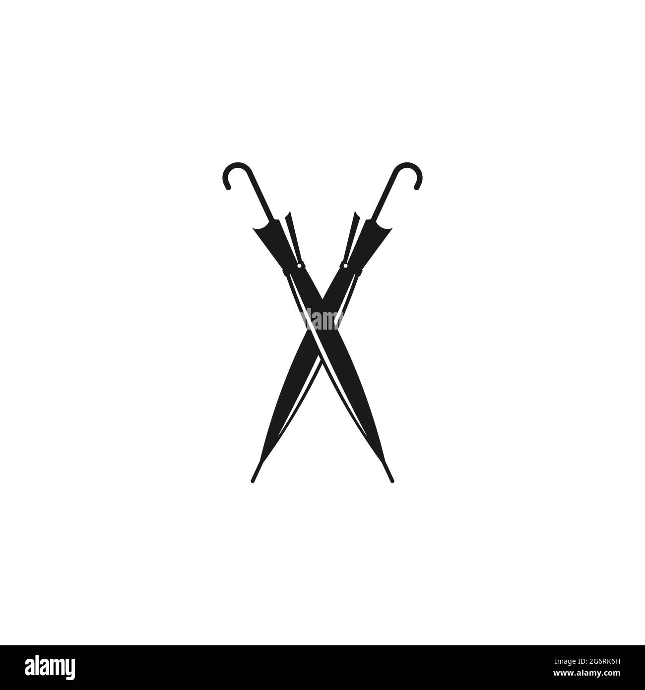 Crossed cane umbrellas. Vintage gentleman symbol. Flat icon isolated on ...