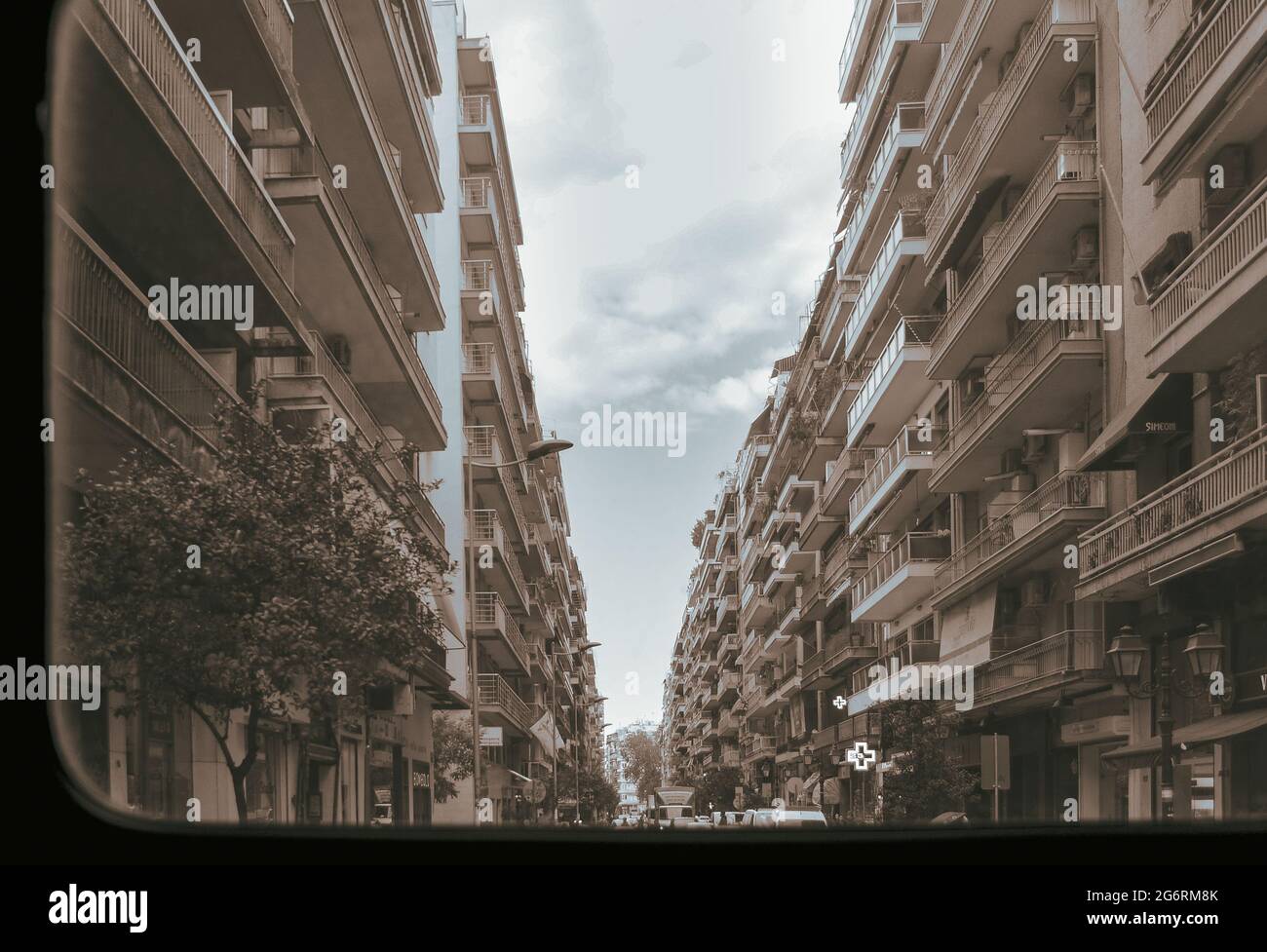 city from bus window Stock Photo - Alamy