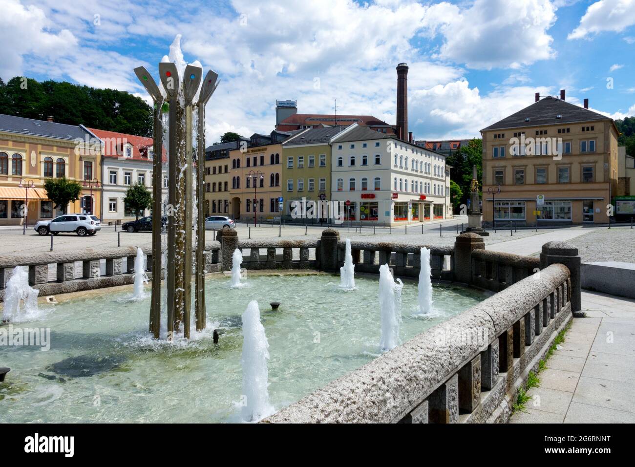 Sebnitz Germany Saxony, fountain on the main square Stock Photo - Alamy