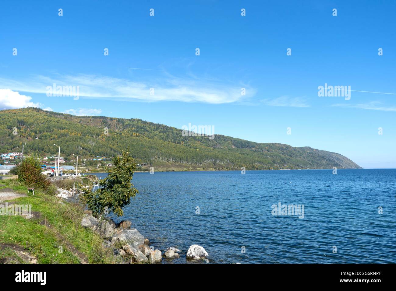Natural landscape with a view of Lake Baikal. Slyudyanka, Russia Stock ...