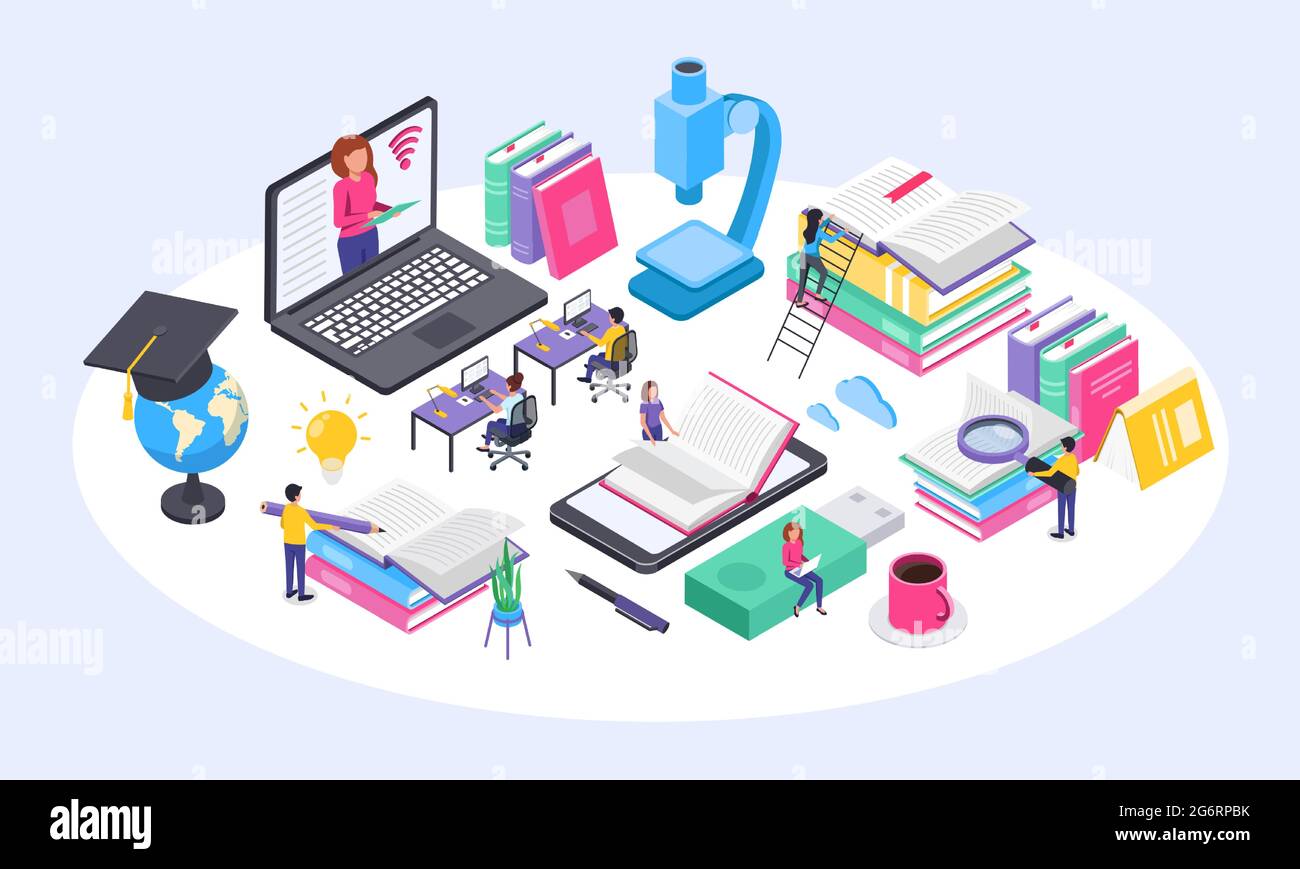 Online education concept. University students studying at home using ...