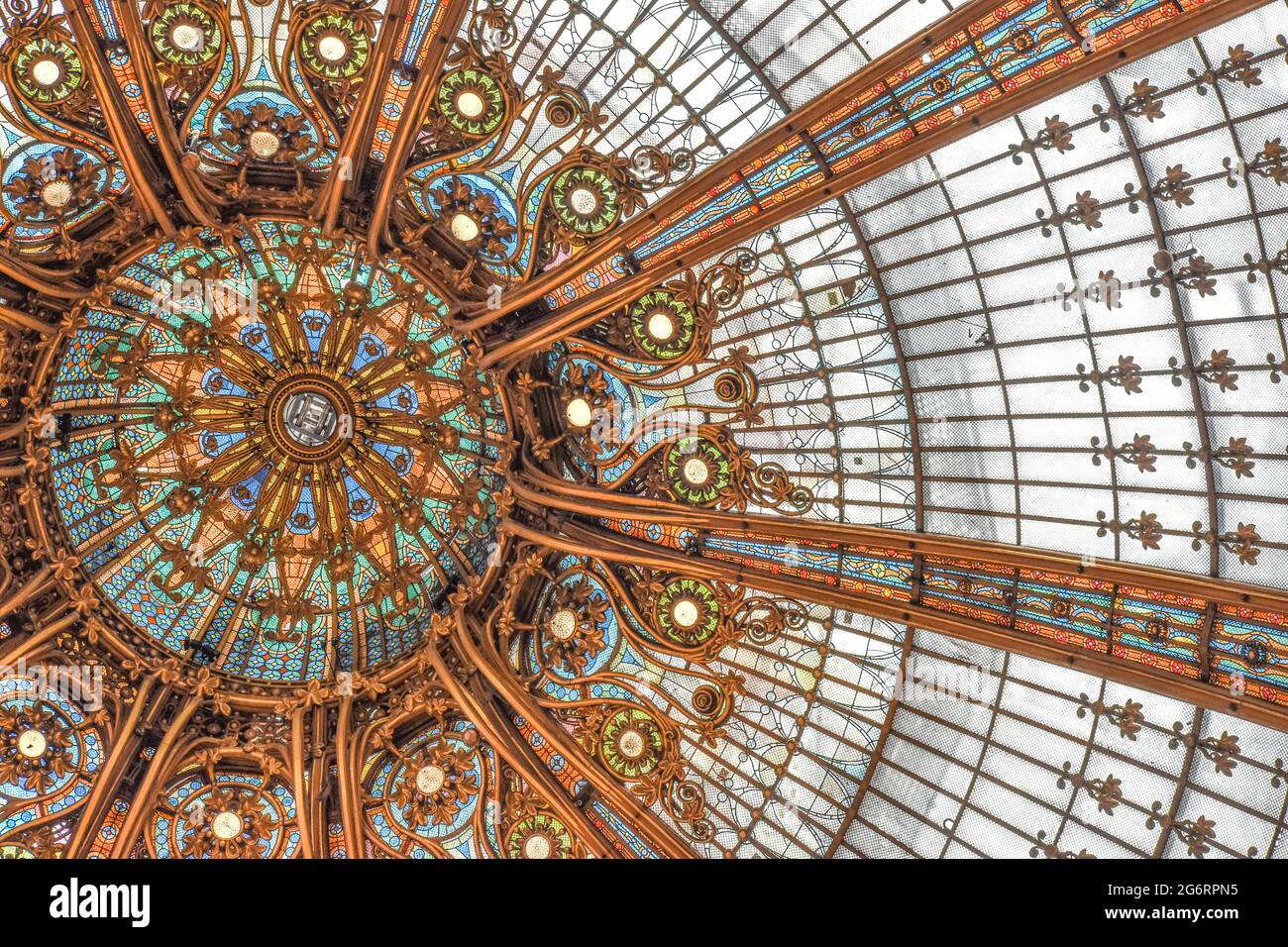 Gallery Lafayette Gilded Ceiling Paris seen from below Stock Photo - Alamy