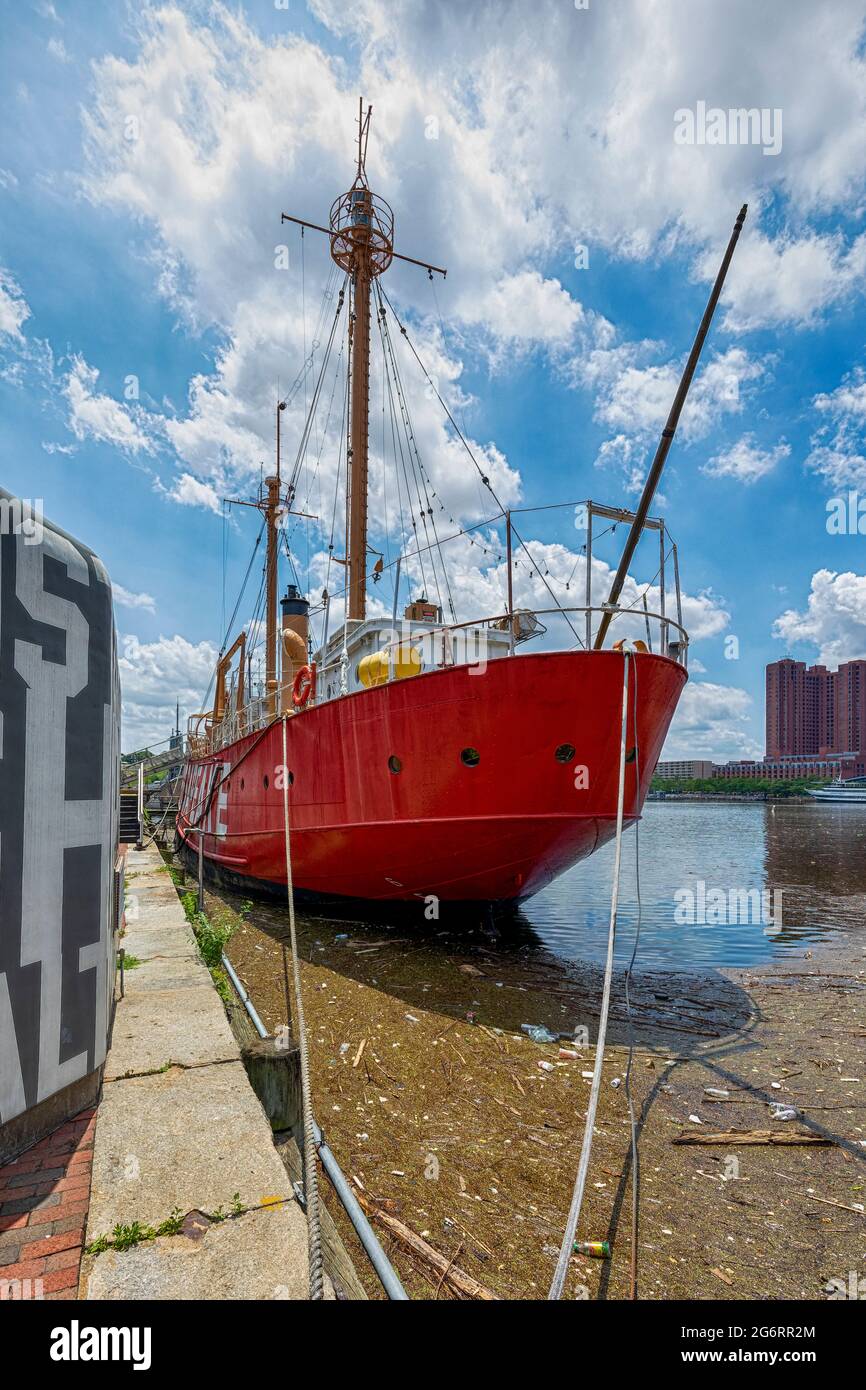 US Coast Guard Lightship Chesapeake, one of the Historic Ships in Baltimore maritime museum at ...